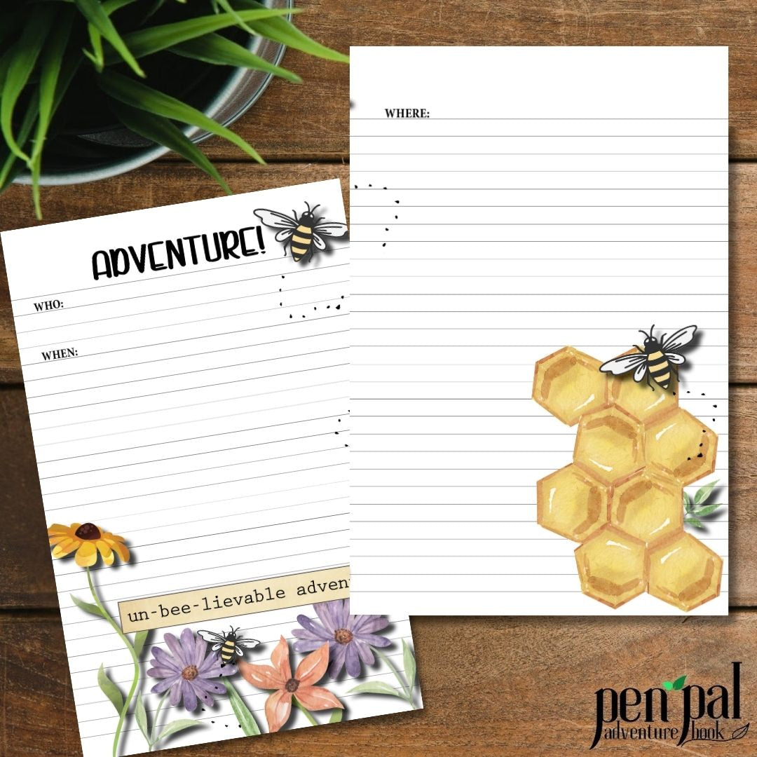 Instant Download-Bee Adventures-Pen Pal Adventure Book Coordinating Pr