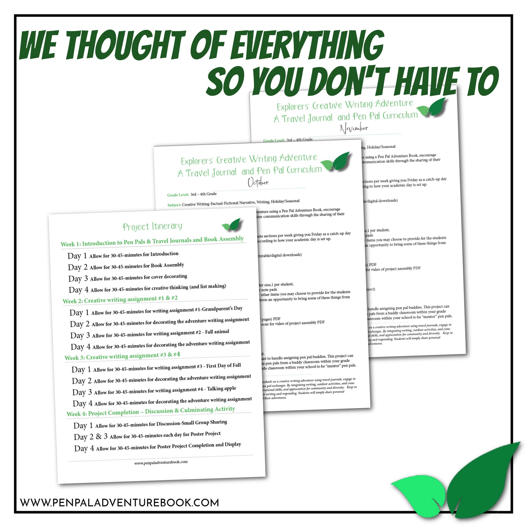 Creative Writing Project for 3rd & 4th Grade Students - October – Pen ...