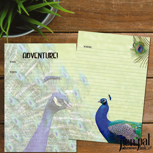 Instant Download-Peacock Journal Layout-Pen Pal Adventure Book Coordin