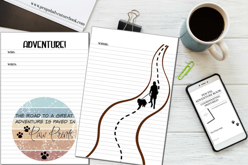 Instant Download-Dog Hikes and Paw Prints-Pen Pal Adventure Book Coord